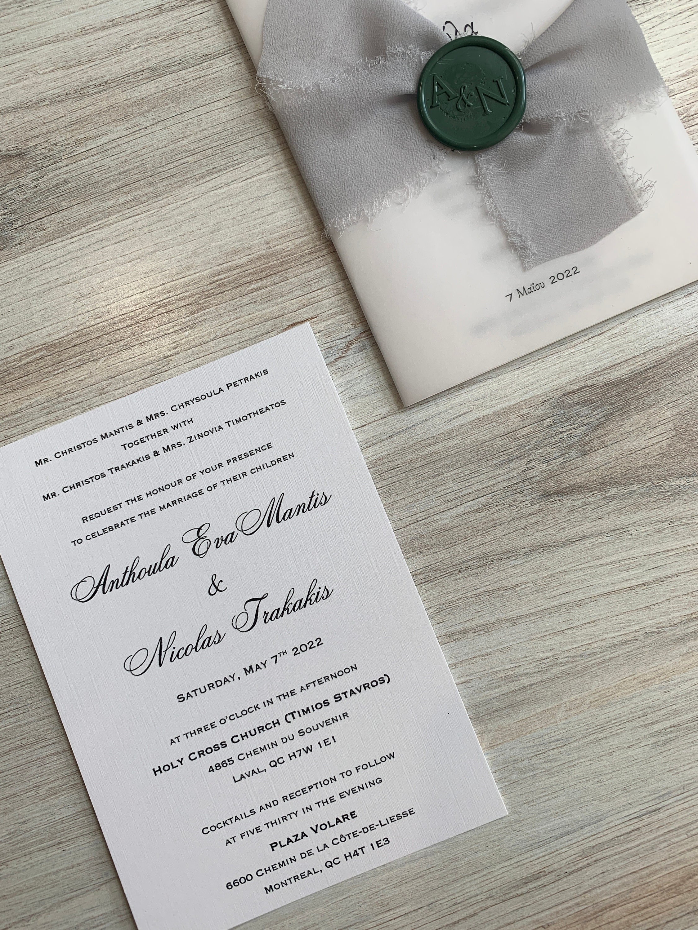 Vellum Wrapped Wedding Invitation With Handmade Ribbon and Wax | Etsy