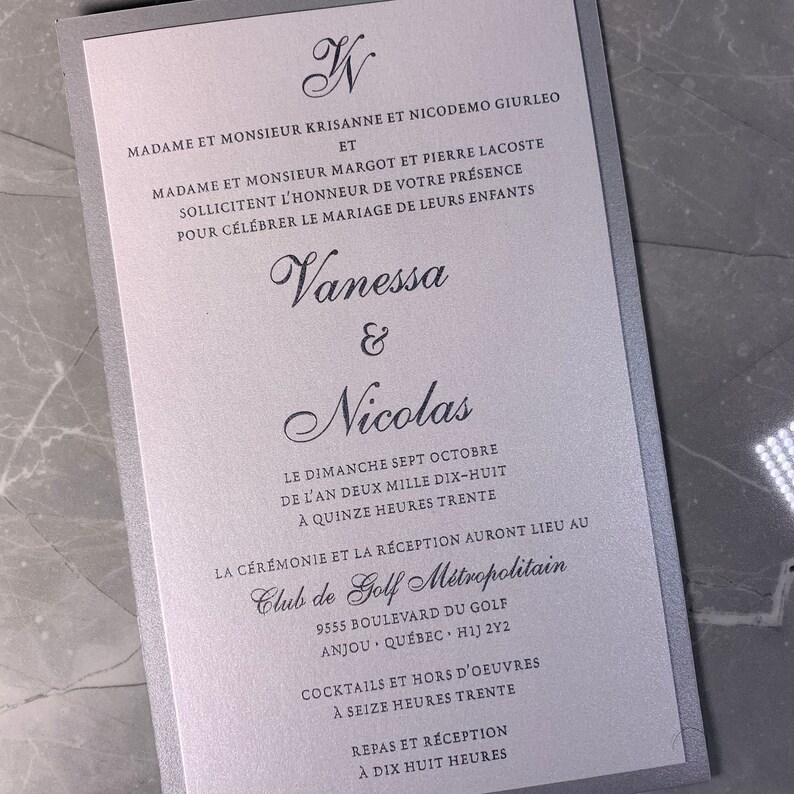 Silver Wedding Invitation Silver Invitation Classy Wedding | Etsy