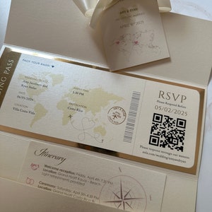 Elegant Boarding Pass Flight Ticket, Beautiful Wedding Invitation With ...