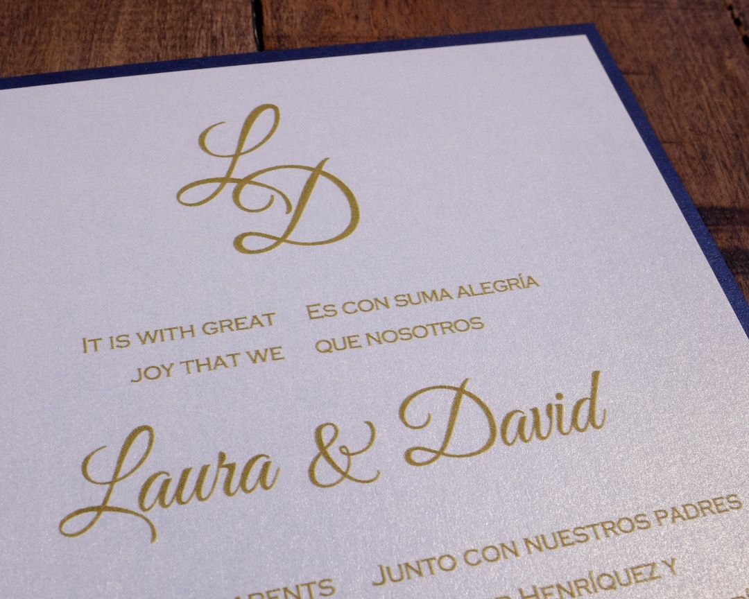 Spanish & English Wedding Invitation, Spanish and English Invitation ...
