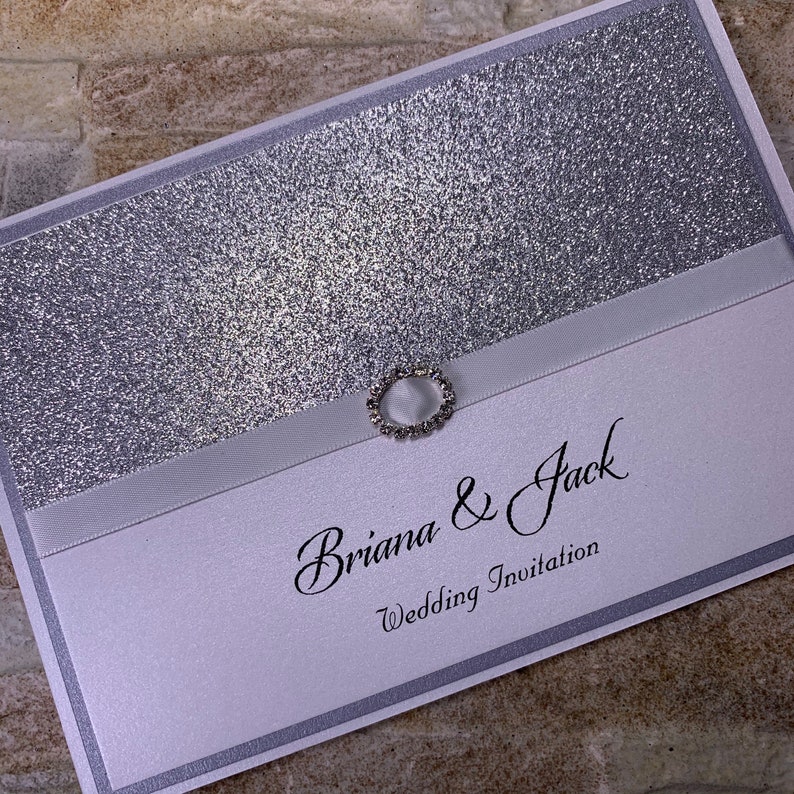 Elegant wedding Invitations Elegant Invitations Silver | Etsy