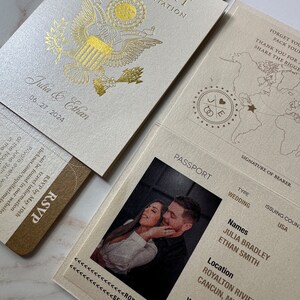 Foil Passport Invitations, Gold Foil Wedding Invitation, Gold Foil Passport Invitation ...