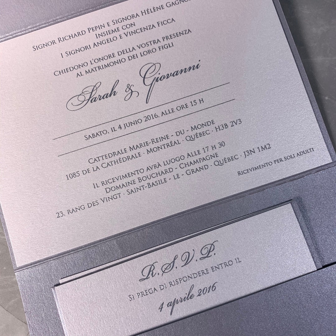 Silver Invitation Silver Wedding Invitation Elegant - Etsy