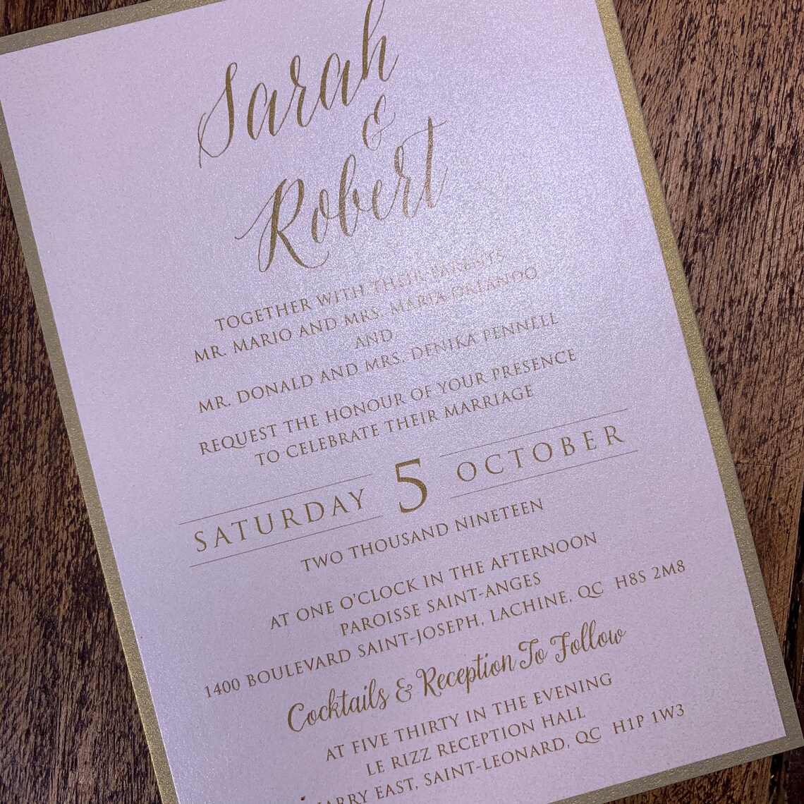 Raised Gold Ink Wedding Invitation Gold Thermography - Etsy