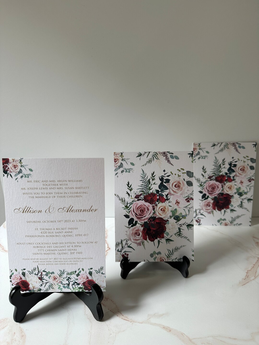 Burgundy Floral Invitation , Custom Wedding Invitation, Burgundy Flower ...