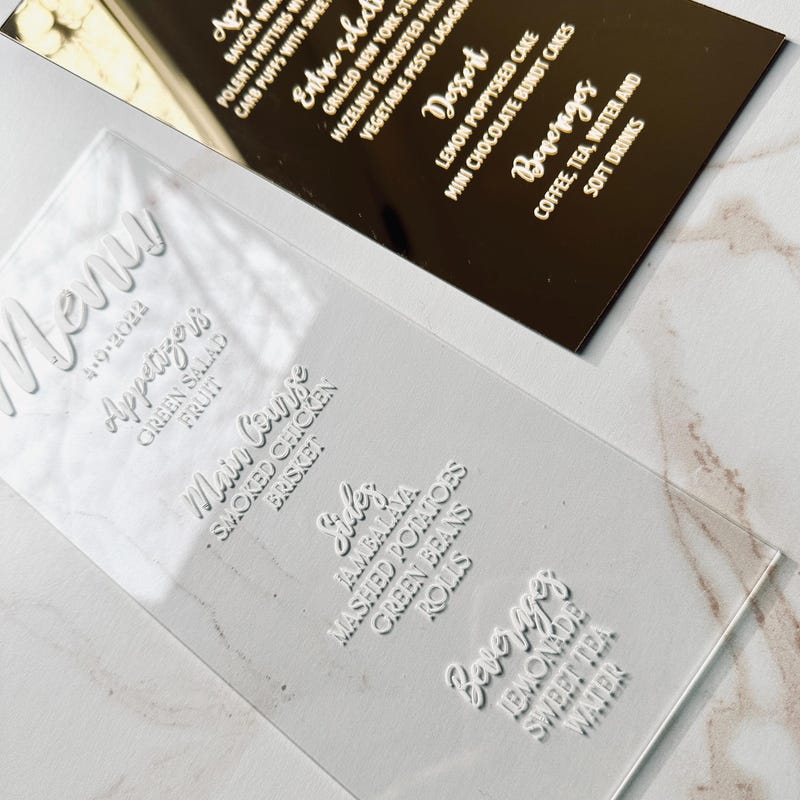 Clear Menu Cards - Etsy