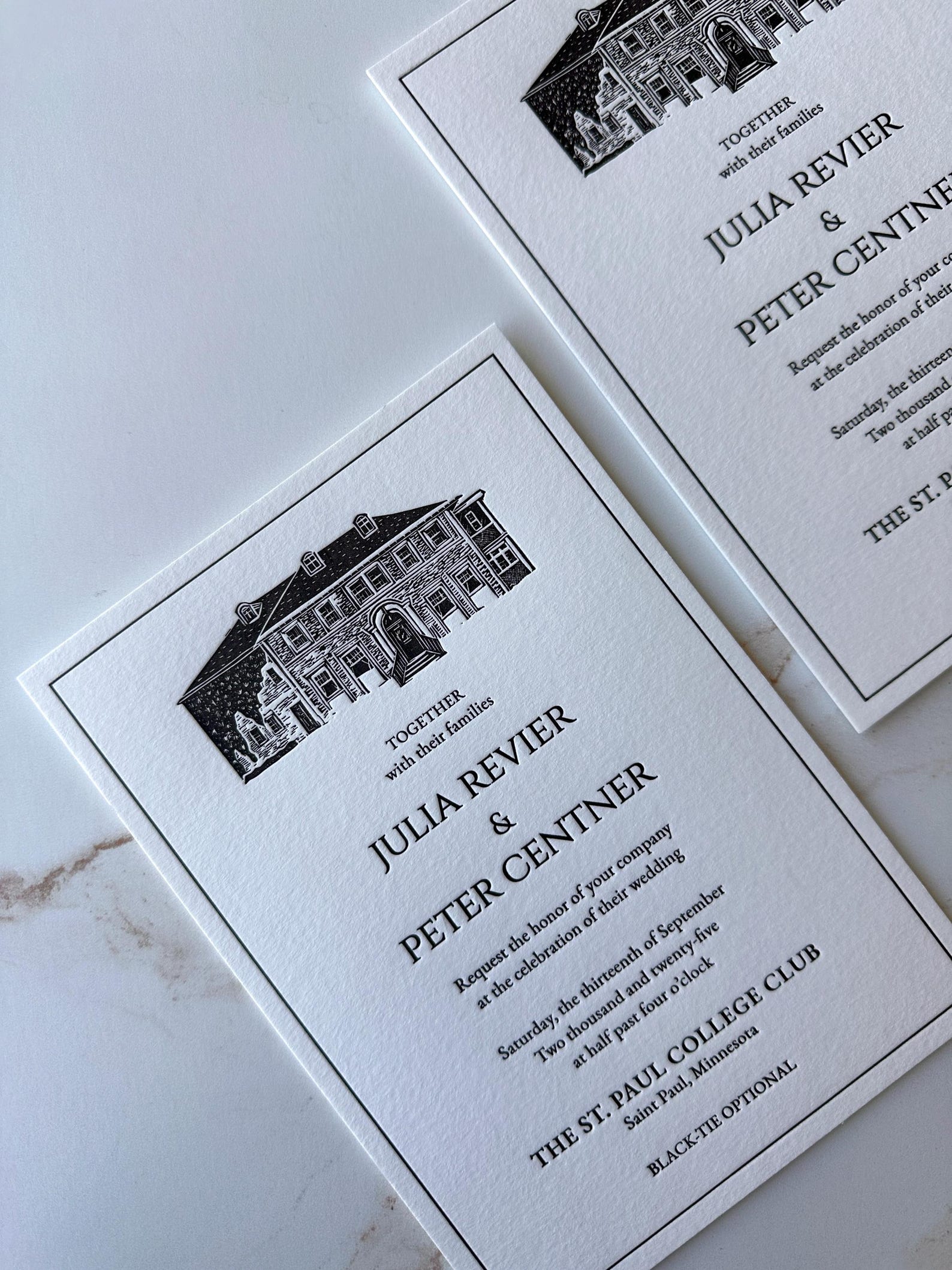 Letterpress Invitation, Venue Drawing on Wedding Invitation, Venue ...