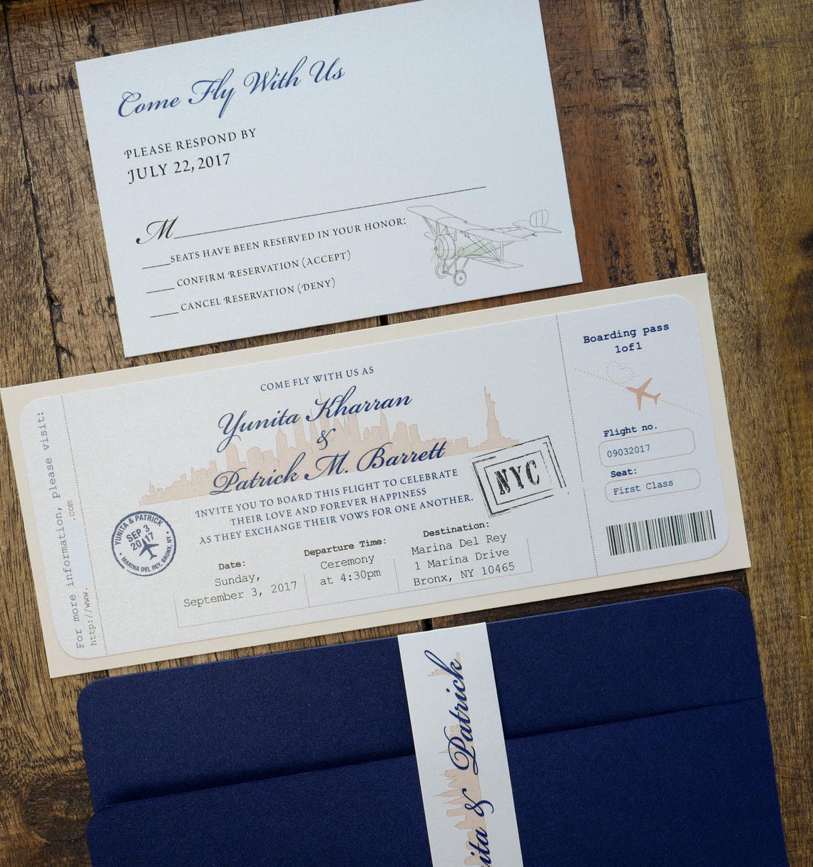 New York Travel Invitation New York Boarding Pass Invitation - Etsy