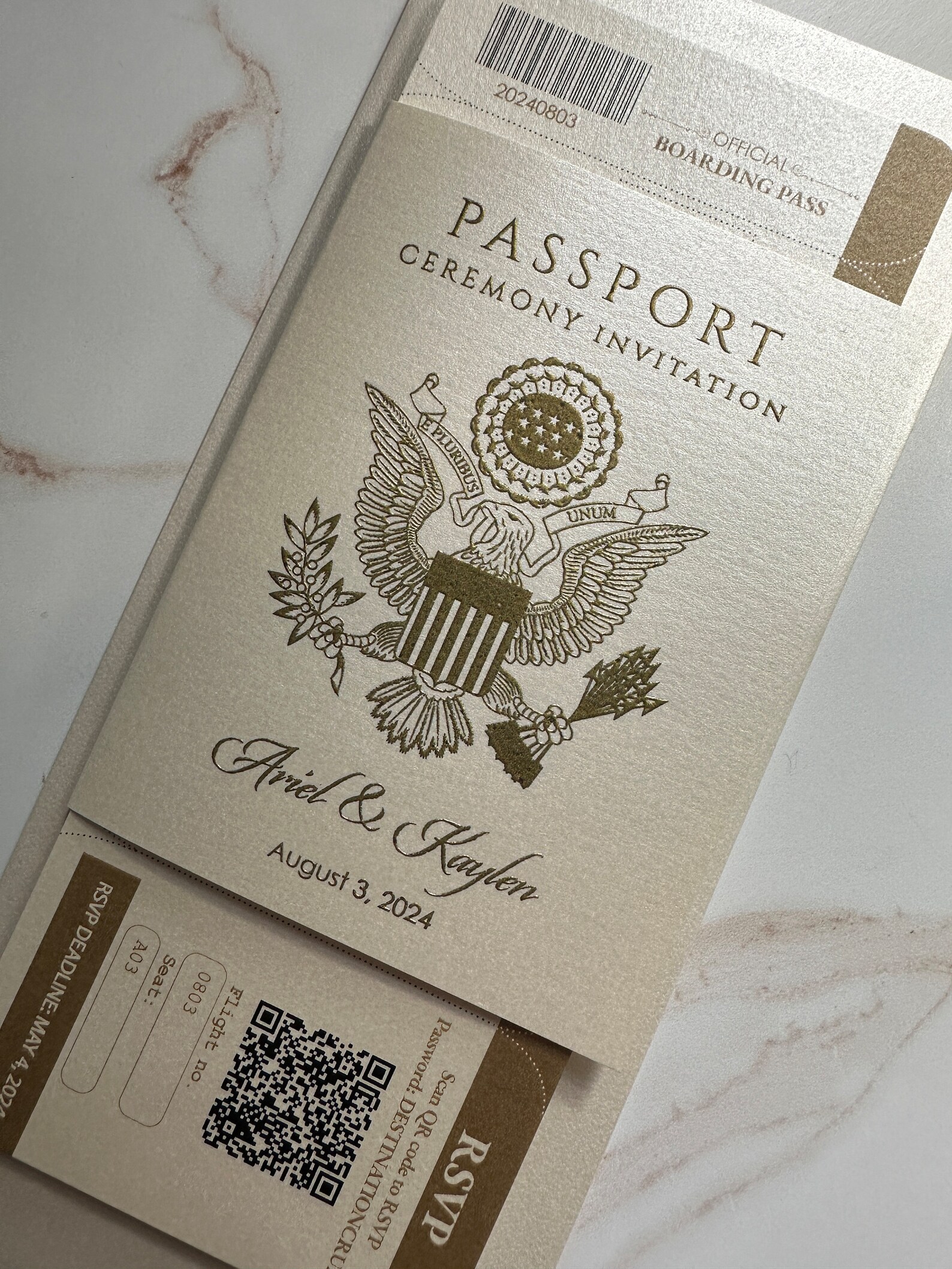 Foil Passport Invitations, Gold Foil Wedding Invitation, Gold Foil ...