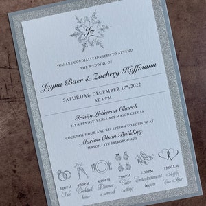 Silver Glitter Invitation, Silver Wedding Invitation, Sparkly ...