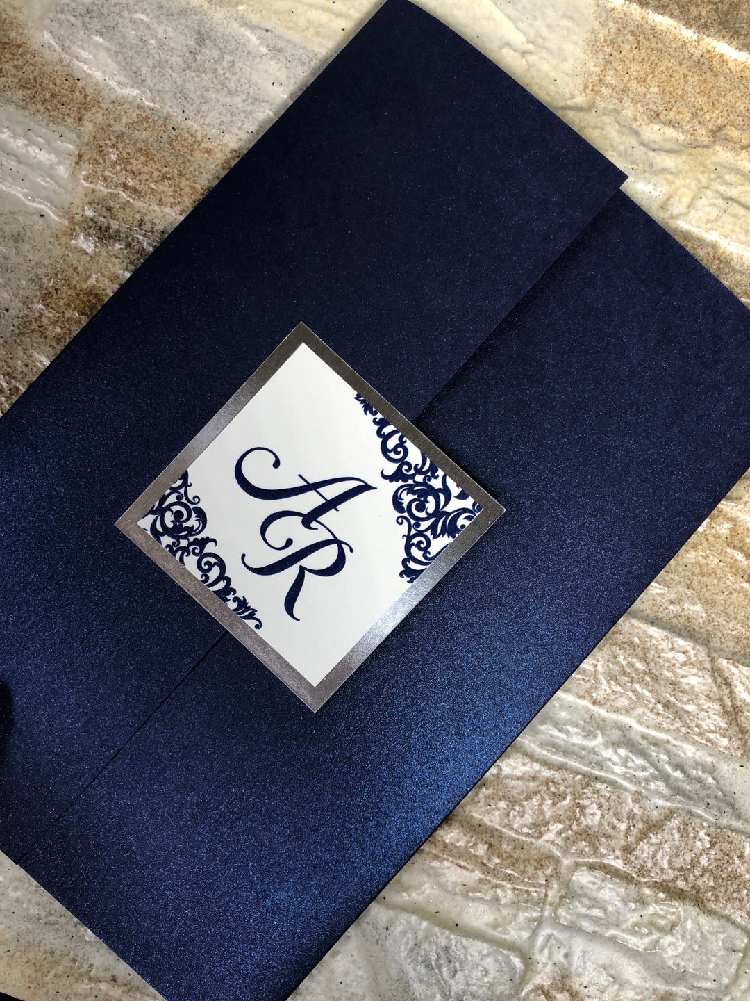 Navy Wedding Invitation, Custom Wedding Invitation, Navy Wedding ...