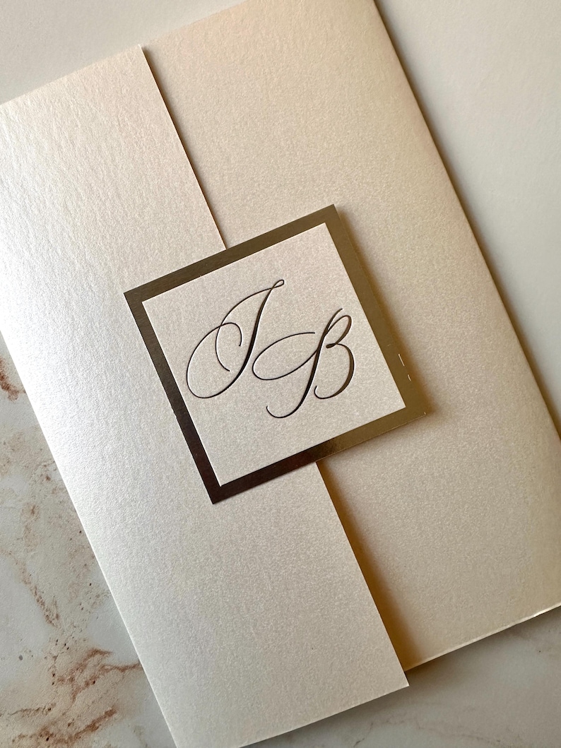 Silver Foil Wedding Invitation, Pocket Fold Invitation Suite, Silver ...