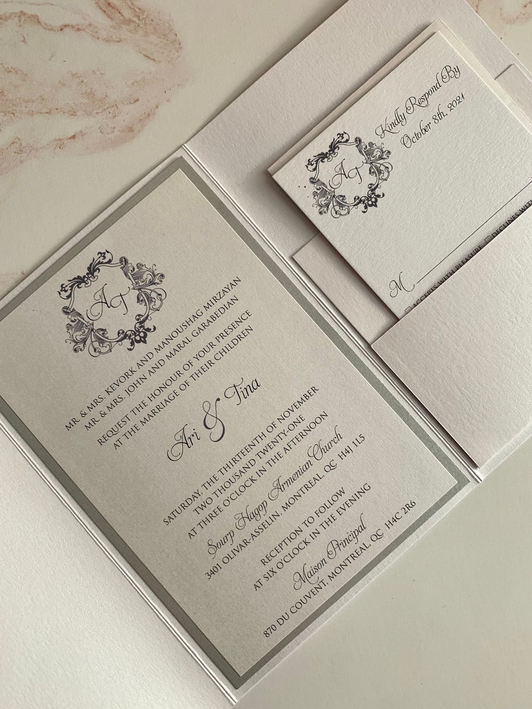 Royal Wedding Invitation, Silver Invitation, Elegant Wedding Invitation ...