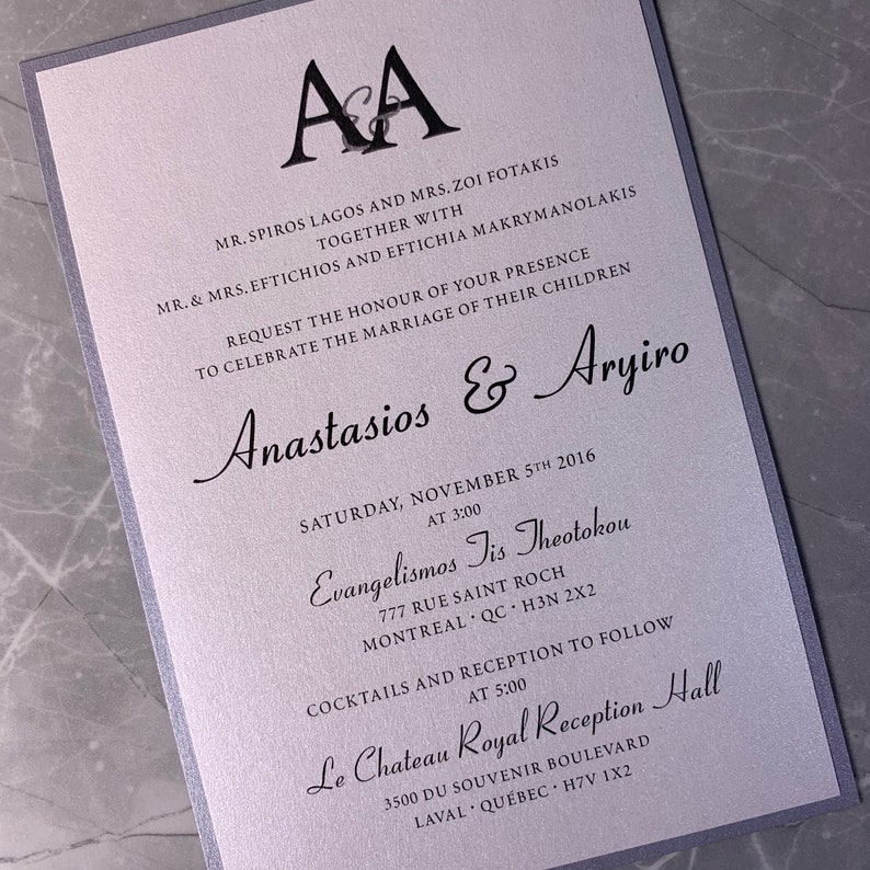 Silver Wedding Invitation Silver Invitation Classy Wedding | Etsy