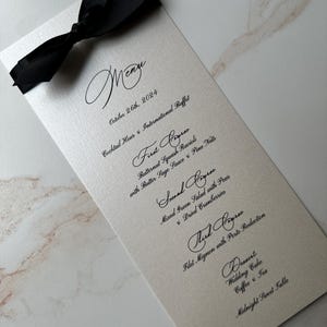 Wedding Menu, Wedding Menu With Ribbon, Menu With Your Choice of Colors ...