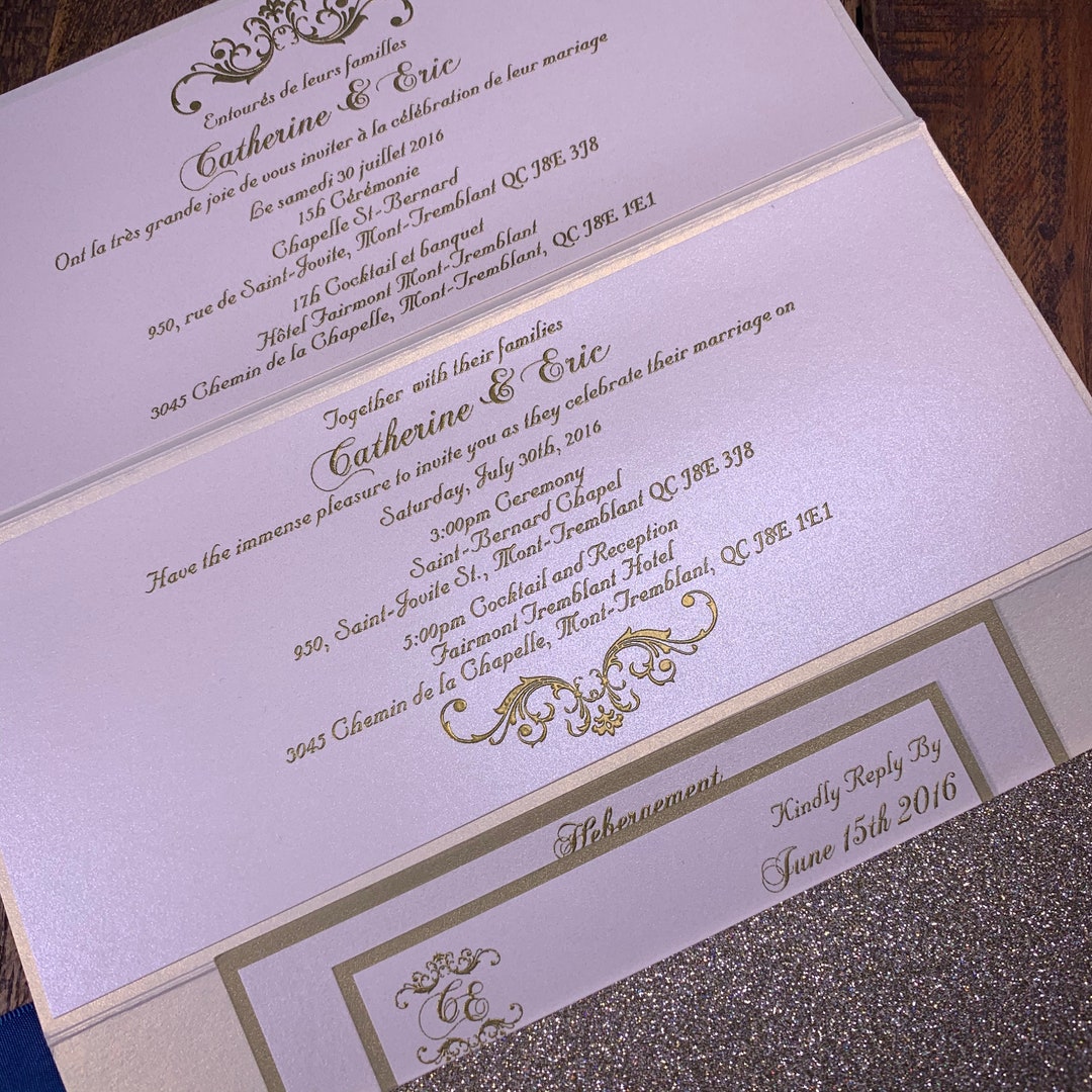 French and English Bilingual Wedding Invitation, Bilingual Wedding ...