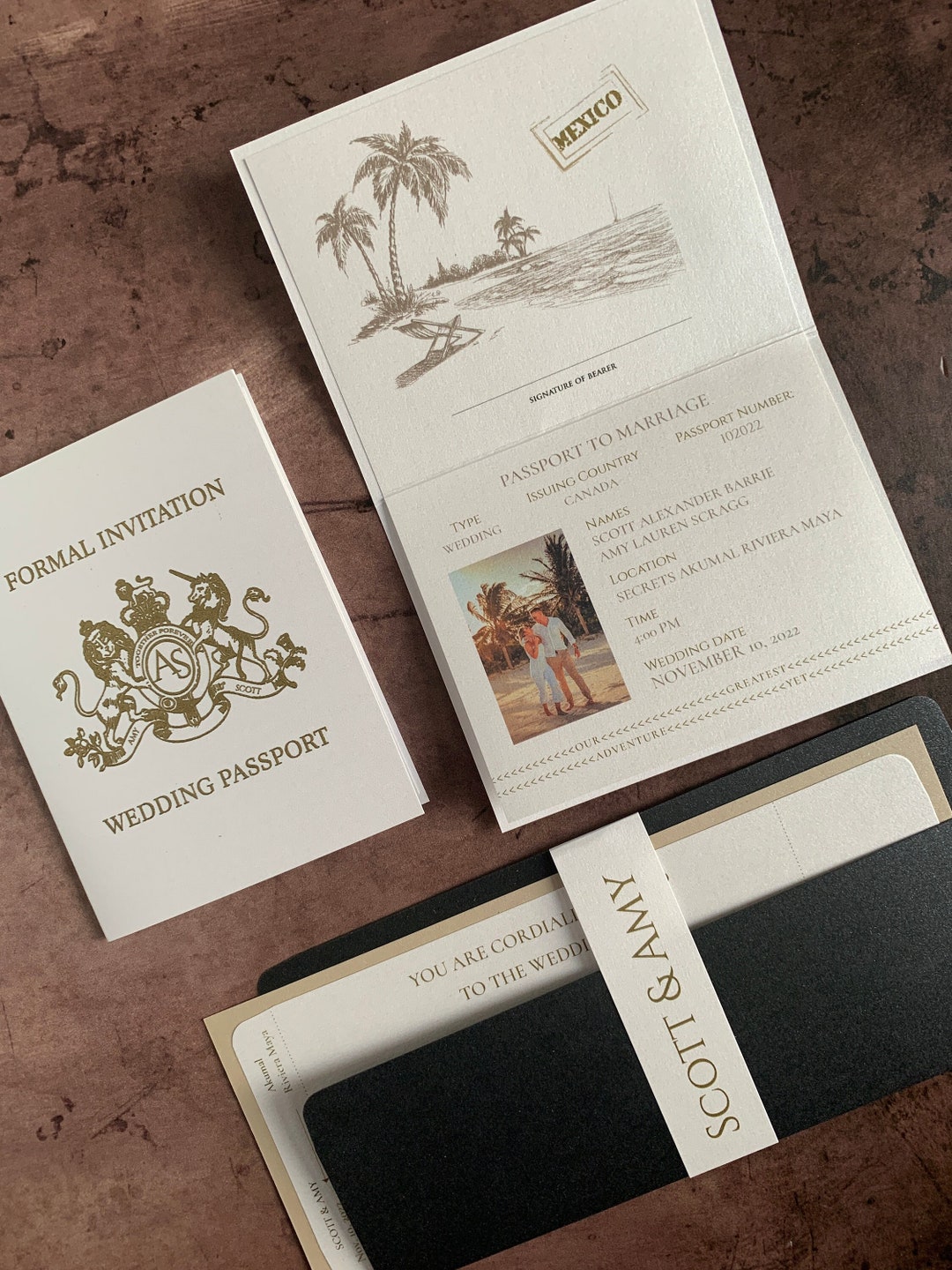 Boarding Pass Invitations, Foil Passport Invitation, Destination ...