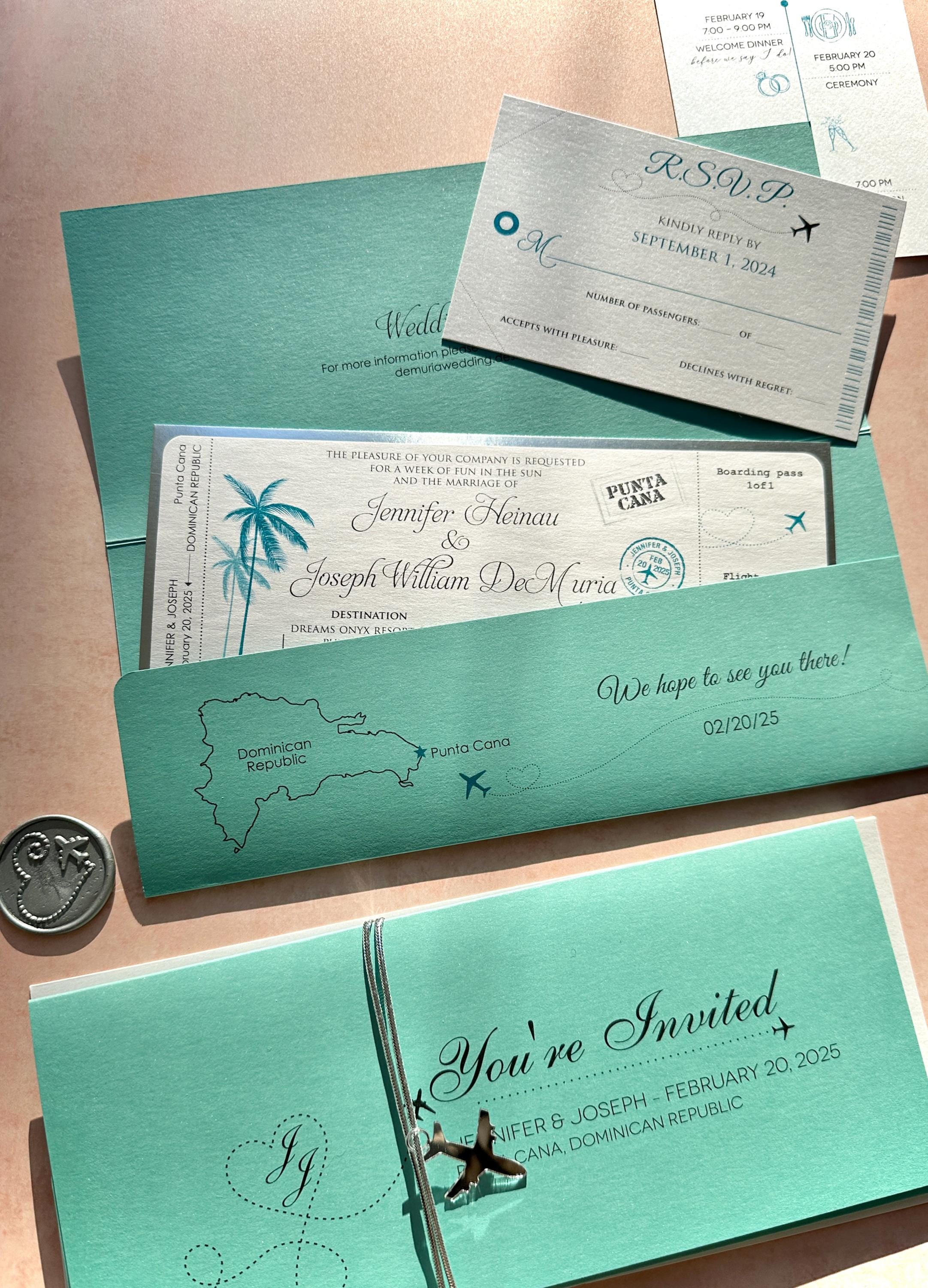 Silver Acrylic Plane and Boarding Pass Ticket With Foil Trim, Folded ...