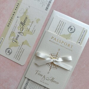 Compass Passport Invitation, Gold Foil Passport Ticket, Foil Compass ...