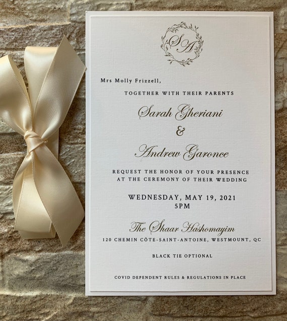 Ribbon Wedding Invitation Ivory Invitation Classy Wedding - Etsy