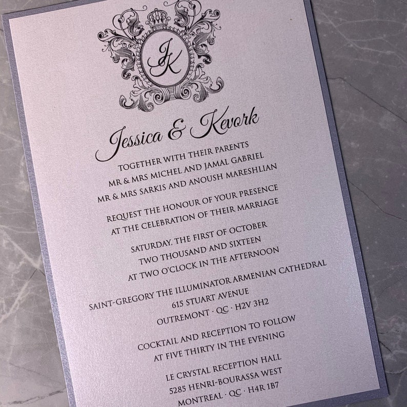 Silver Wedding Invitation Silver Invitation Classy Wedding | Etsy