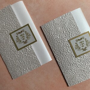 Floral Textured Wedding Invitation, White Wedding Invitation, Beautiful ...