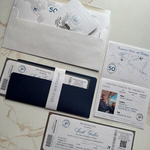 Birthday Travel Invitation, Birthday Boarding Pass Invitation, Navy and ...