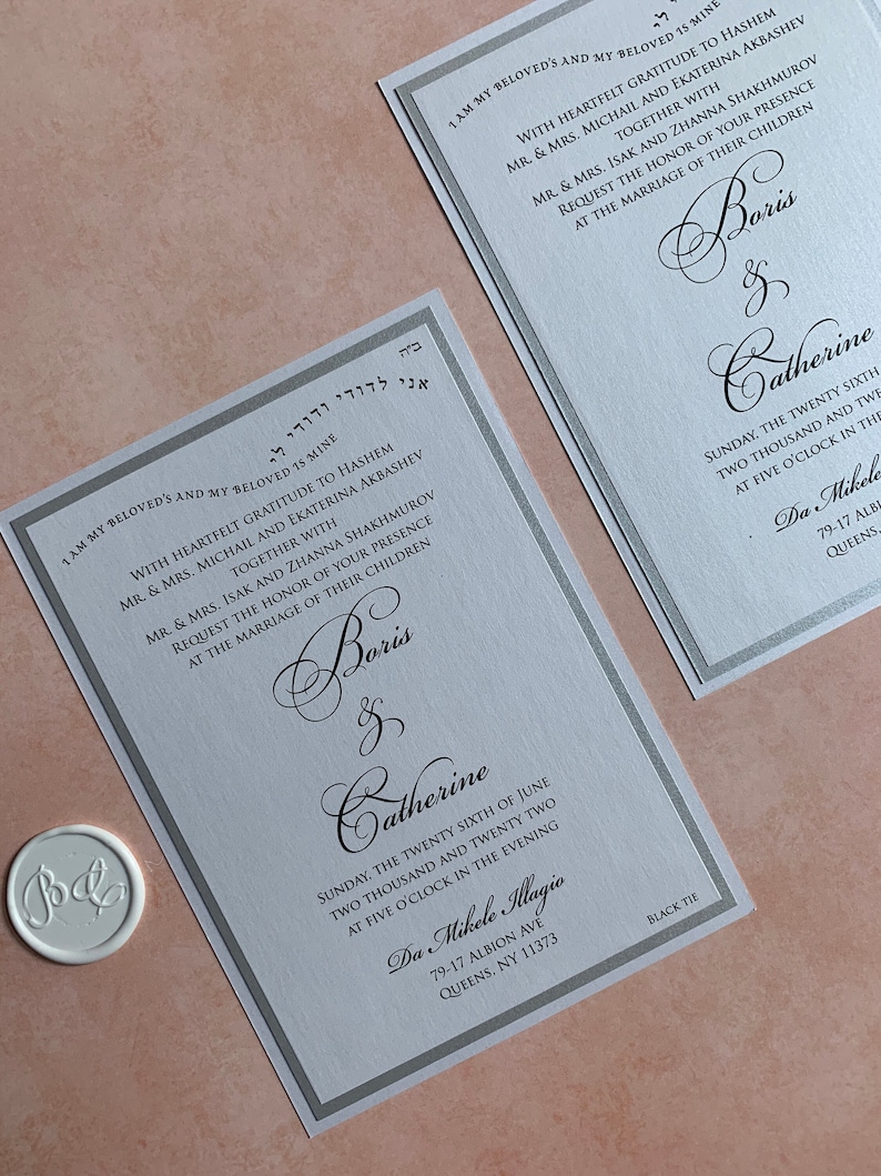 Silver Wedding Invitation Silver Invitations Elegant Wedding - Etsy