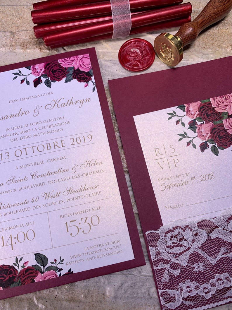 Burgundy Wedding Invitation Burgundy Wedding Invitations | Etsy