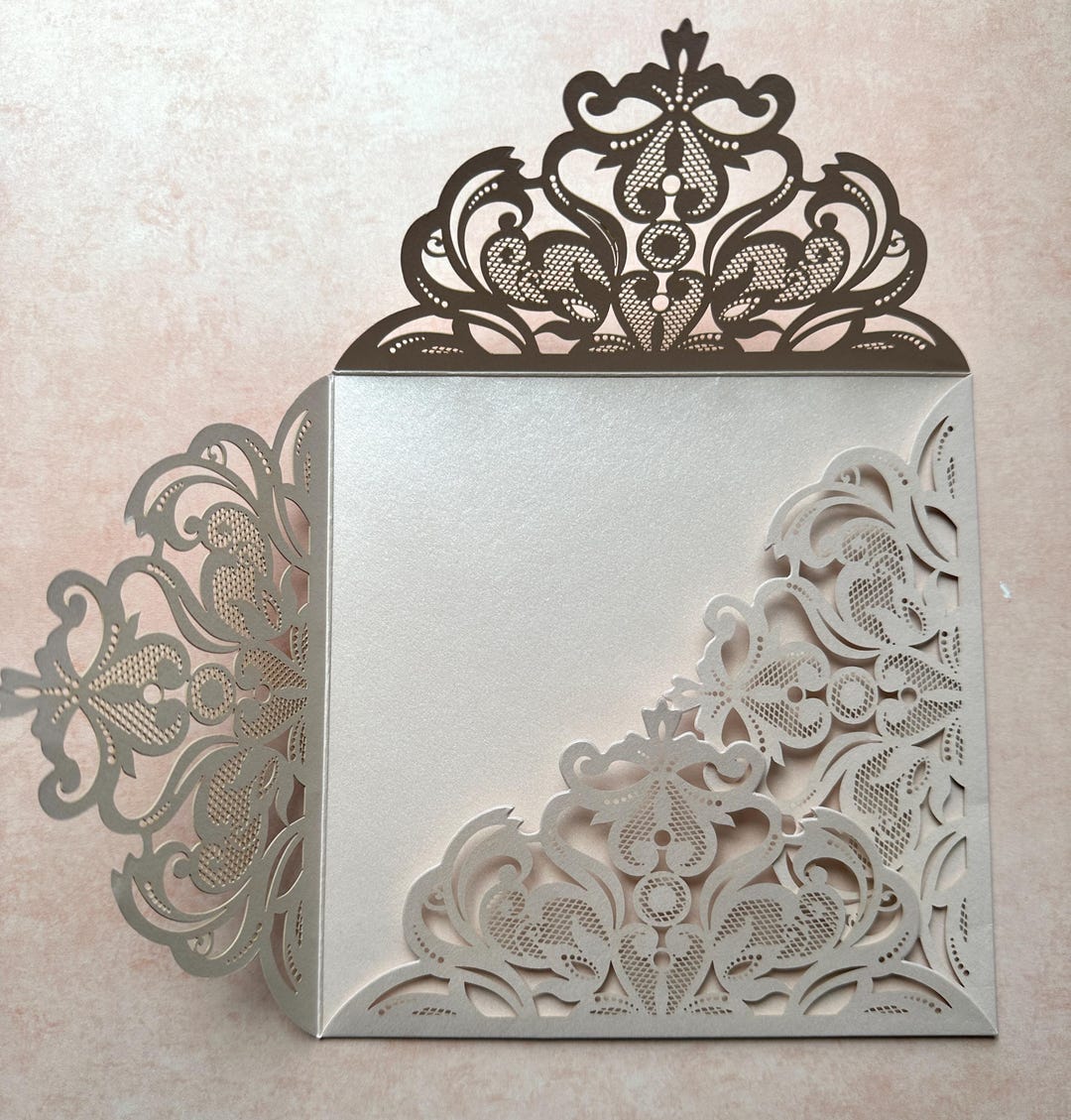 DIY Laser Cut Wedding Invitation, Square Laser Cut 4 Flaps, Blush or ...
