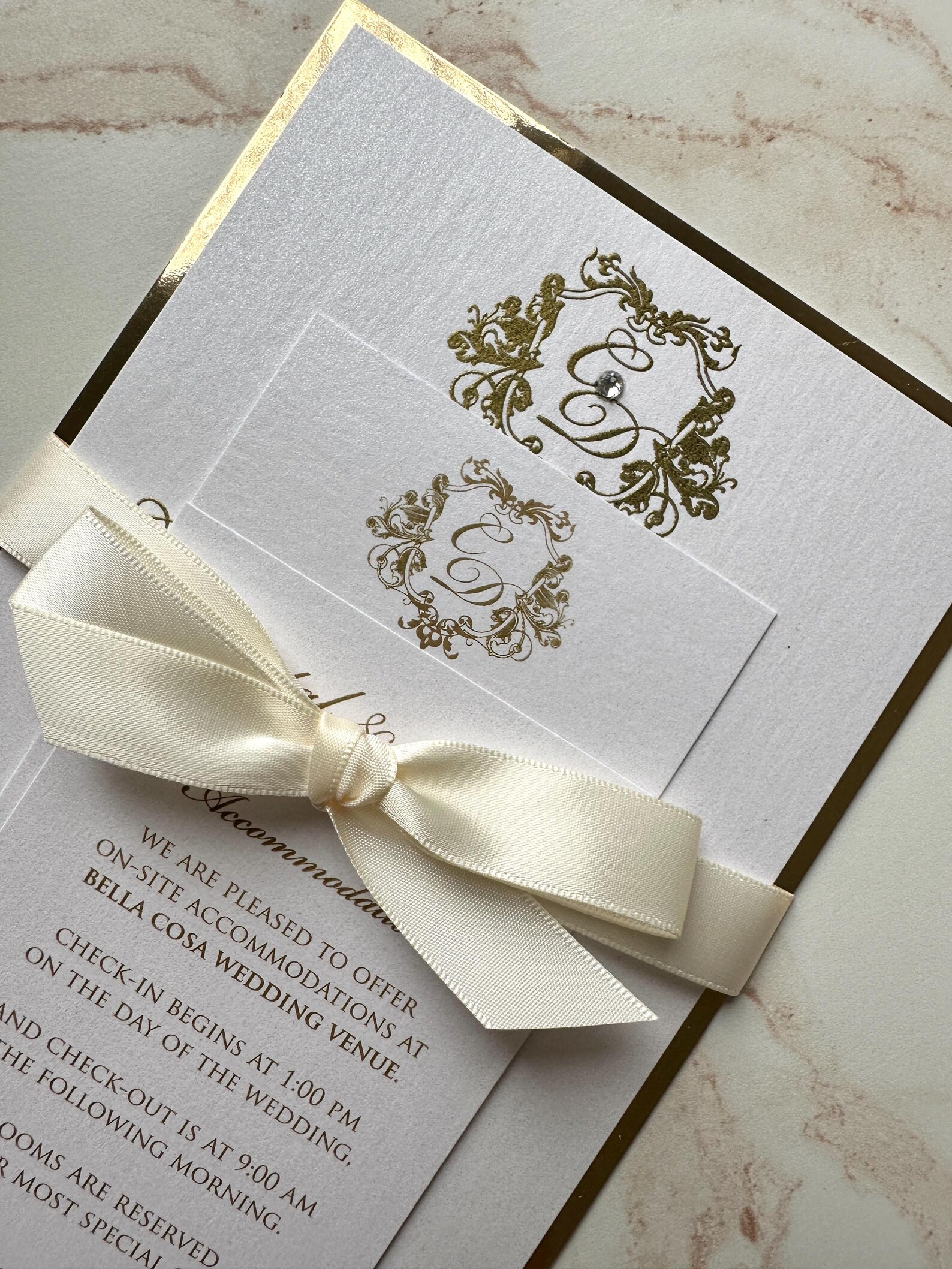 Gold Foil Wedding Invitation With Ribbon Wrapped Around, Foil Invite ...