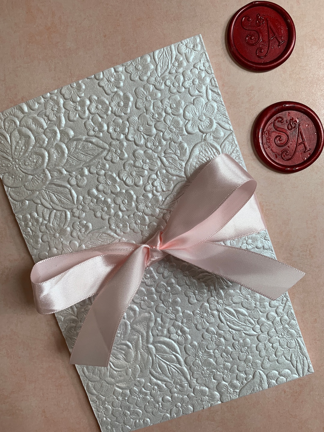 Floral Textured Wedding Invitation, White Wedding Invitation, Beautiful ...