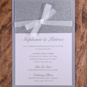 Silver Glitter Invitation, Silver Wedding Invitation, Sparkly ...