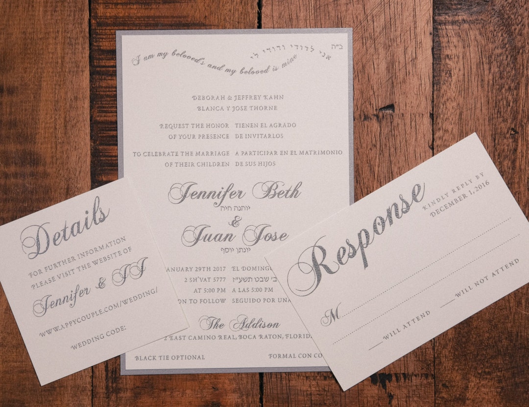 Bilingual Wedding Invitation, Spanish & English Wedding Invitation ...
