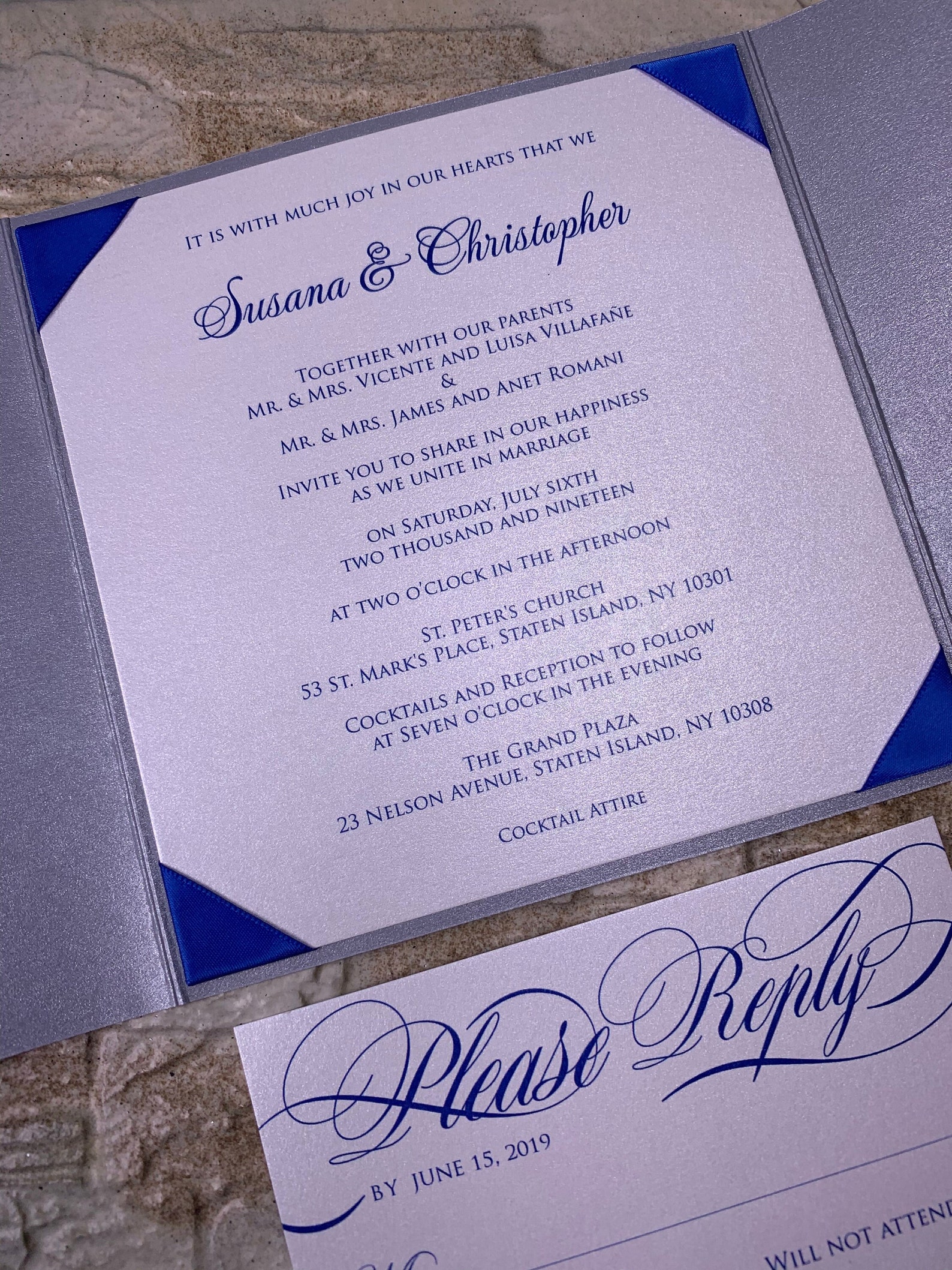 Royal Blue and Silver Wedding Invitation Royal Blue and - Etsy