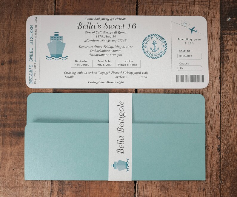 Sweet Sixteen Boarding Pass Invitation Sweet Sixteen Cruise | Etsy
