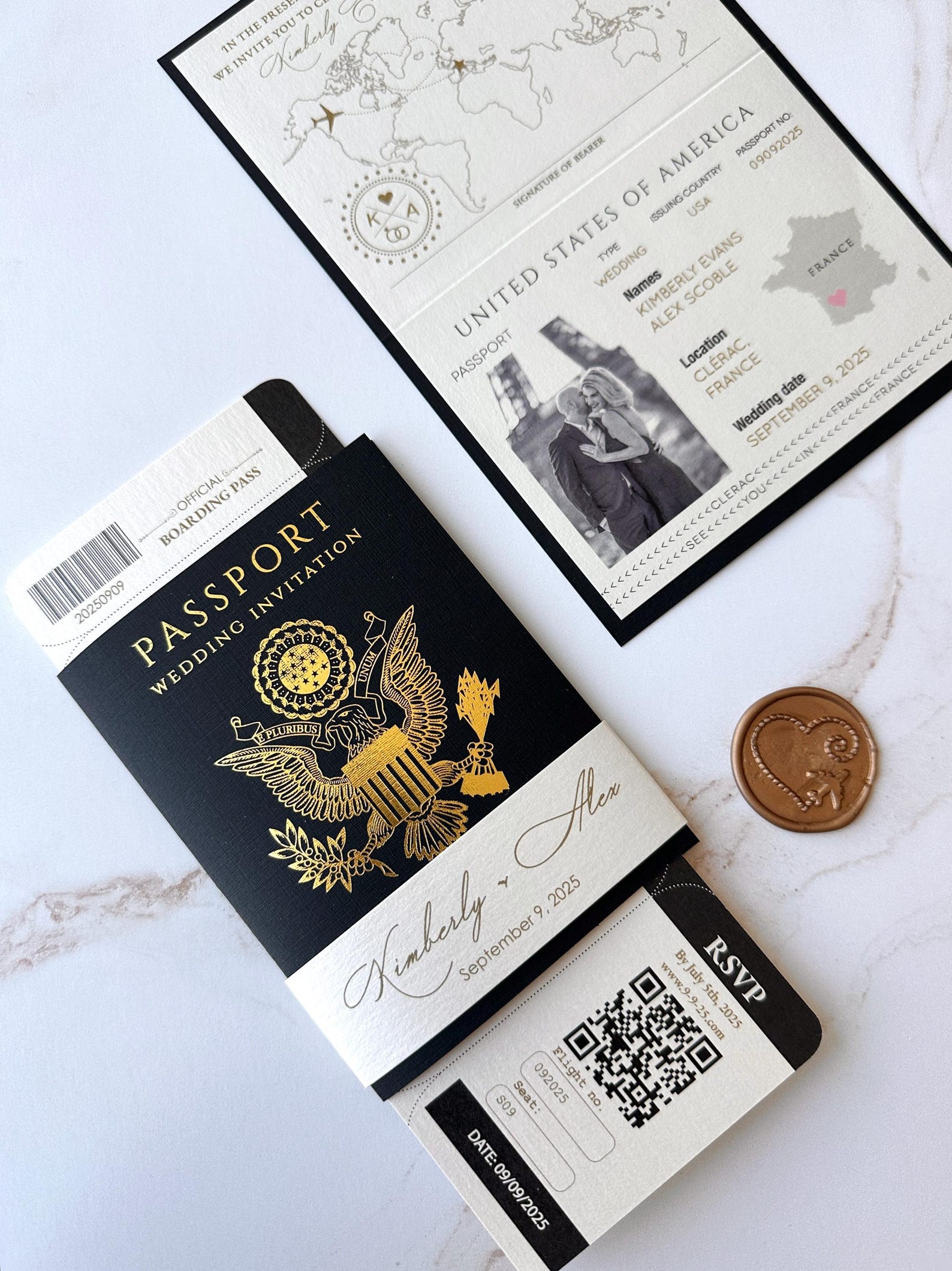 Black Passport With Gold Foil and Band Wrapped Around. Elegant Foil ...