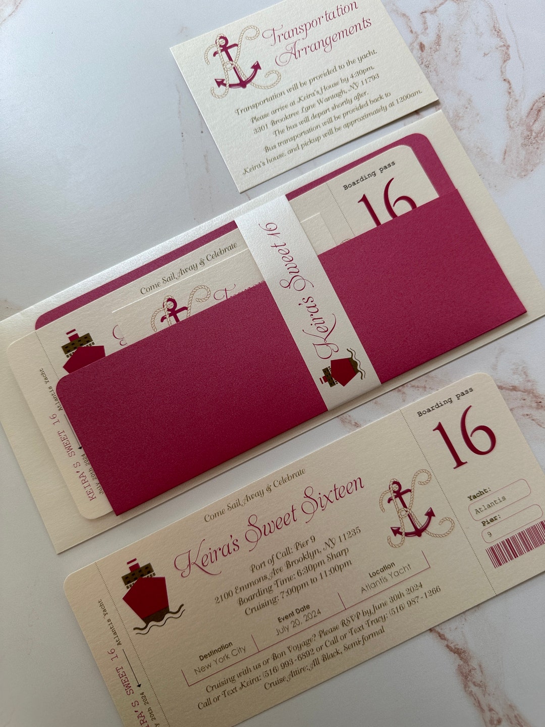 Sweet Sixteen Boarding Pass Invitation, Sweet Sixteen Cruise Invitation ...