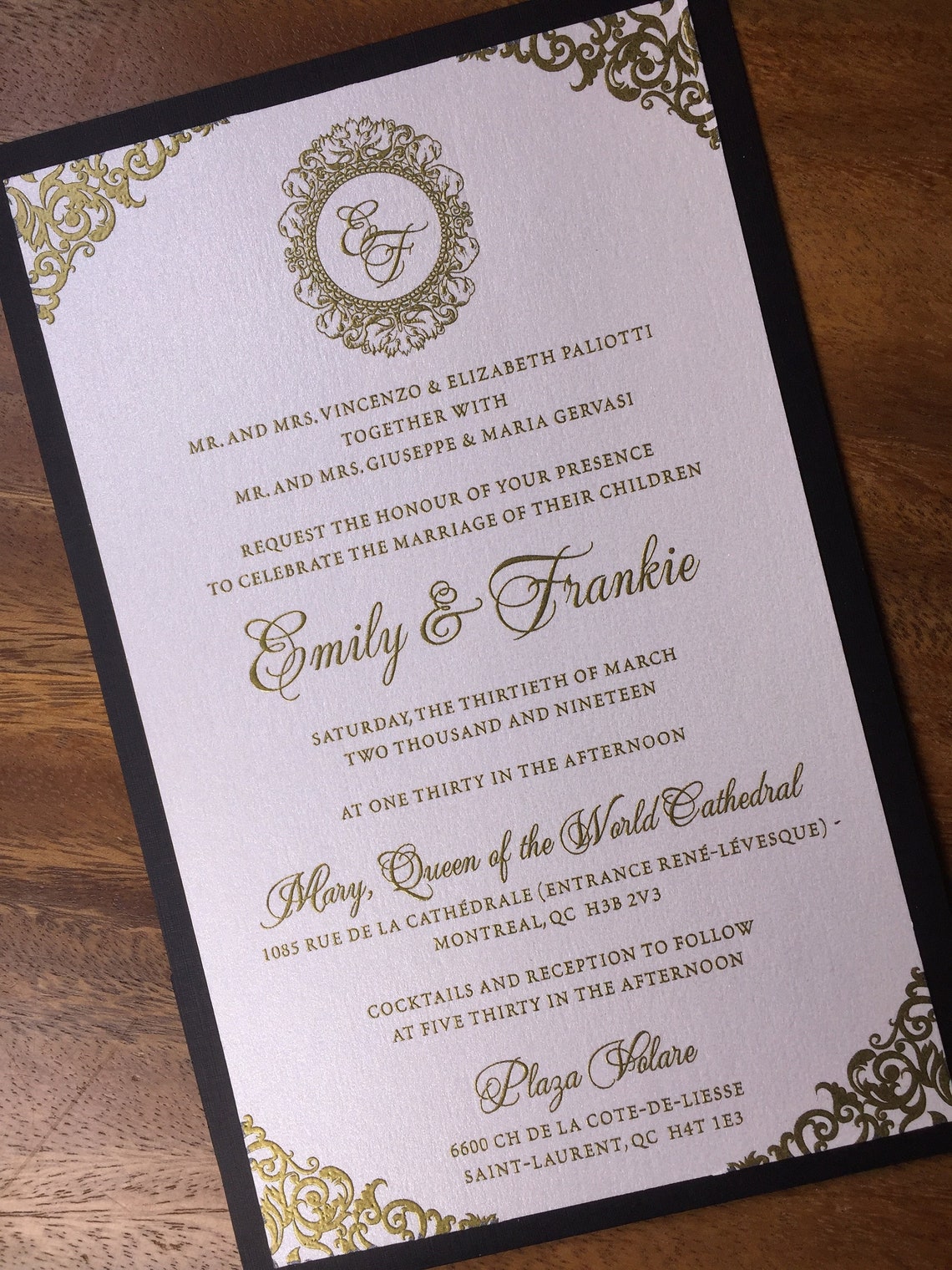 Black and Gold Wedding Invitation Black and Gold Invitation - Etsy