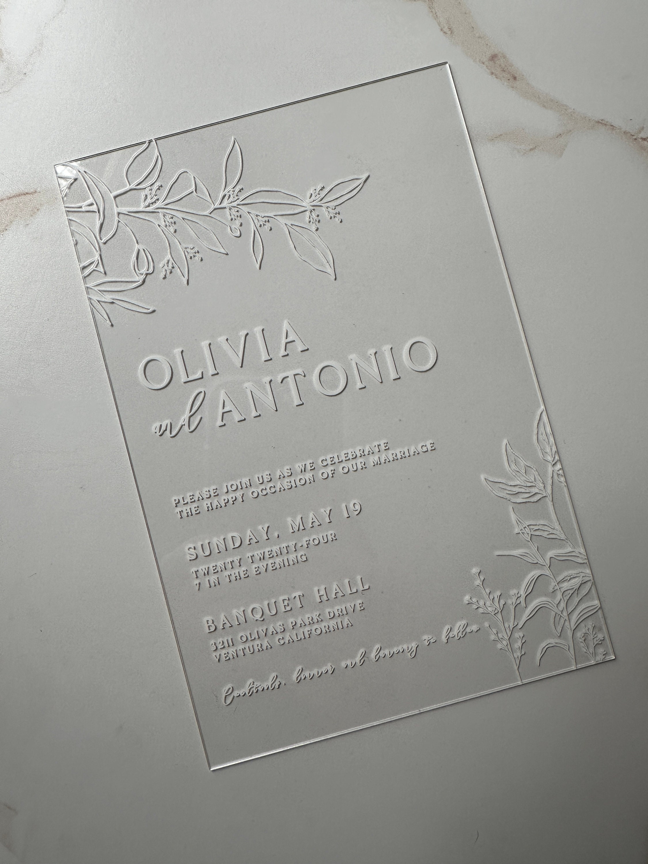 Acrylic Wedding Invitation, Acrylic Invitation With Ribbon Pocket ...
