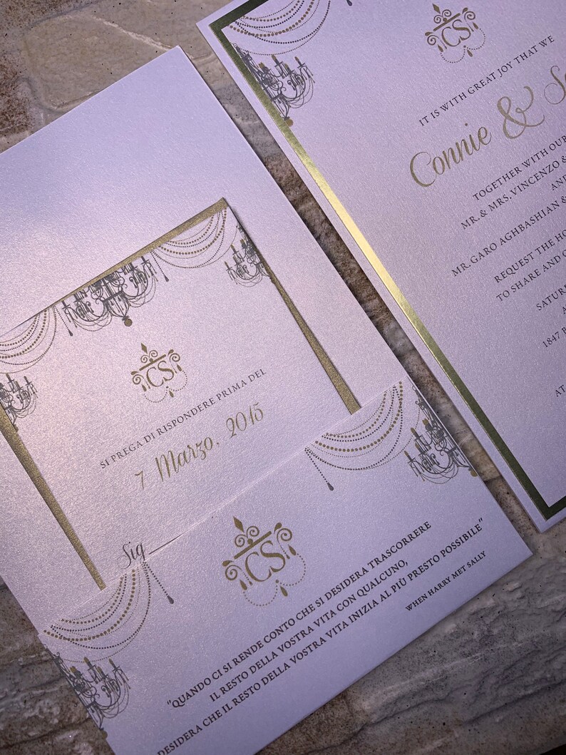 Chandelier Invitation Chandelier Wedding Invitation Gold | Etsy