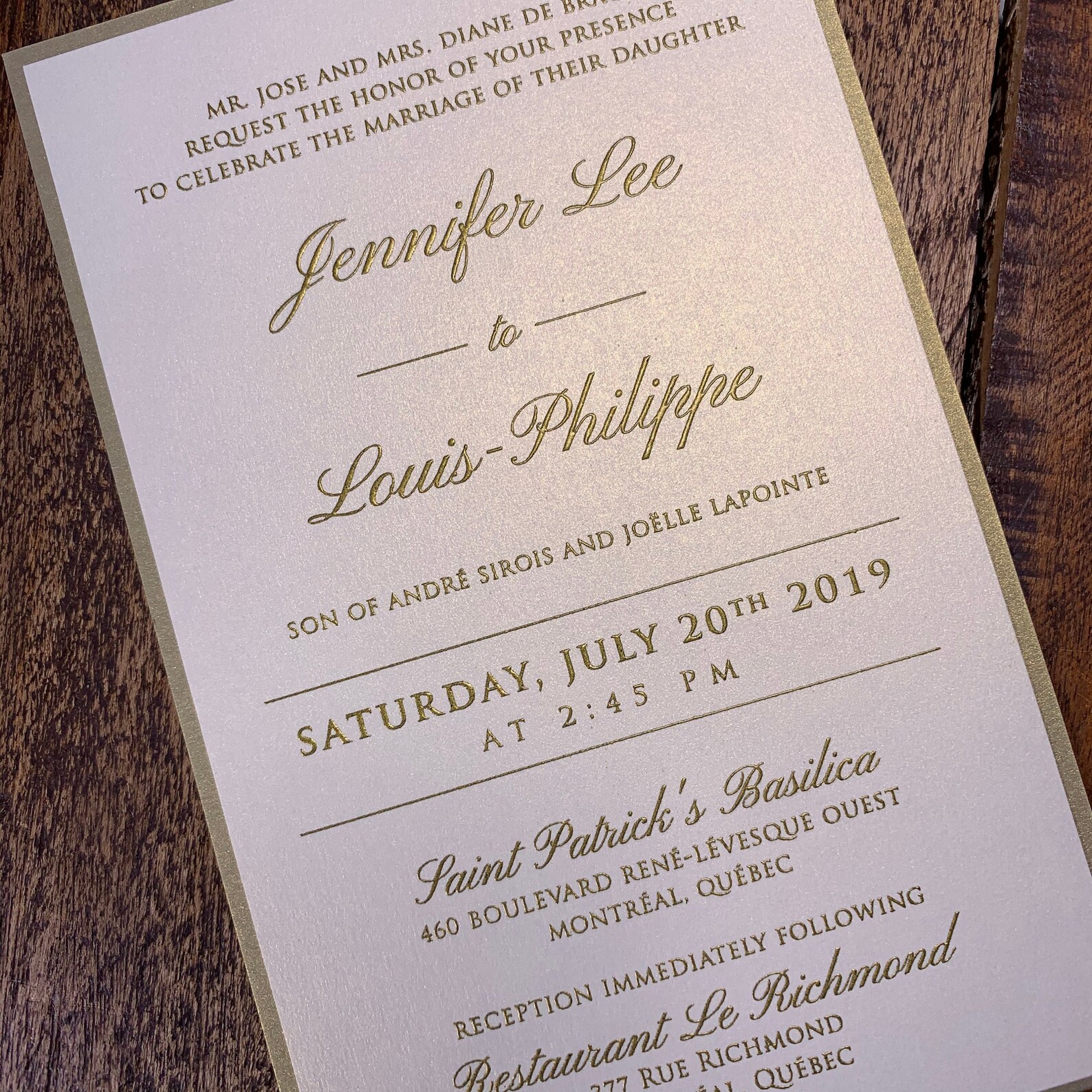 Raised Gold Ink Wedding Invitation Gold Thermography - Etsy