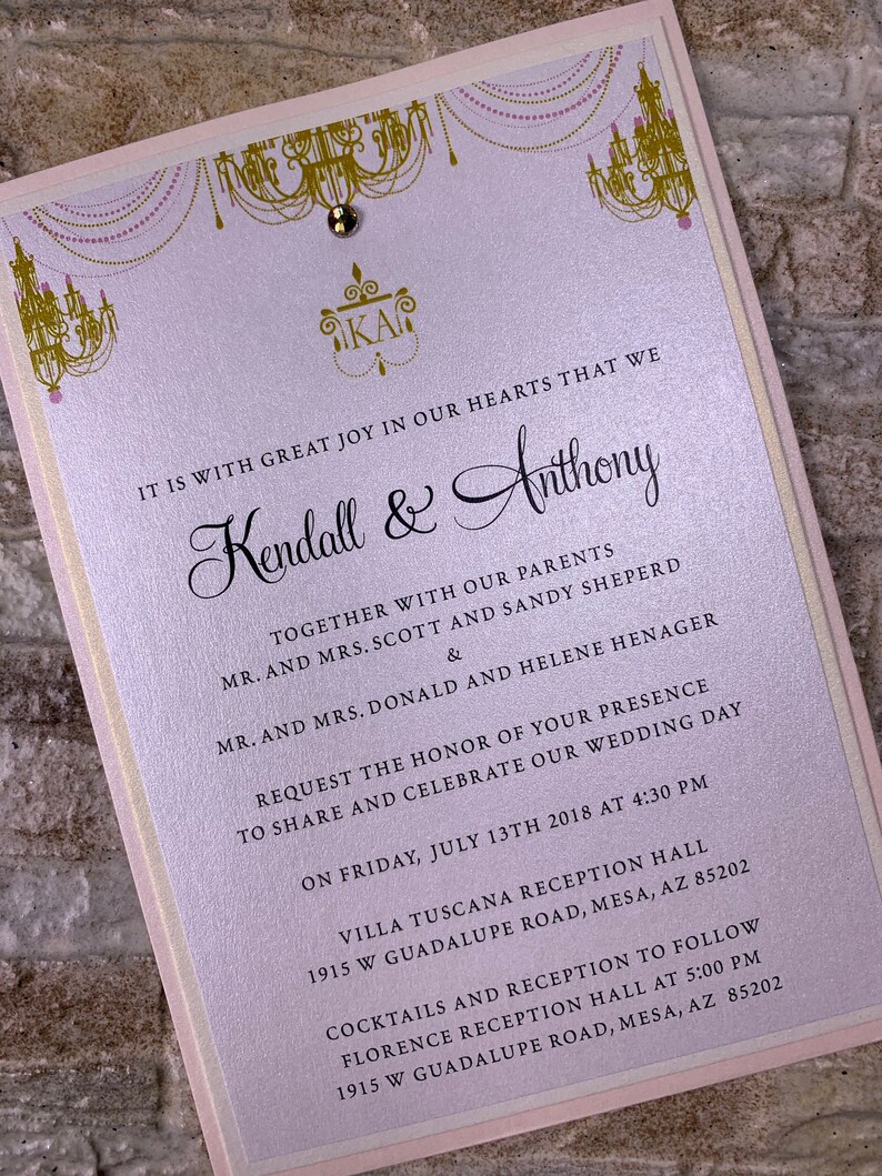 Chandelier Invitation Chandelier Wedding Invitation Gold | Etsy