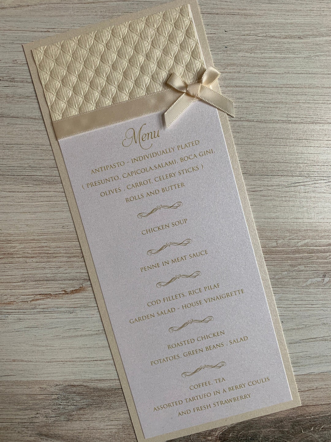 Gold Ribbon Menu, Gold Foil Wedding Menus, Elegant Gold Foil Menus ...