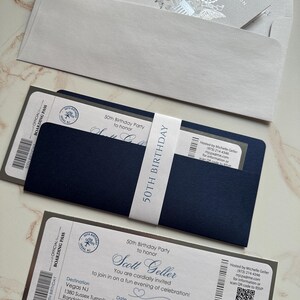 Birthday Travel Invitation, Birthday Boarding Pass Invitation, Navy and ...