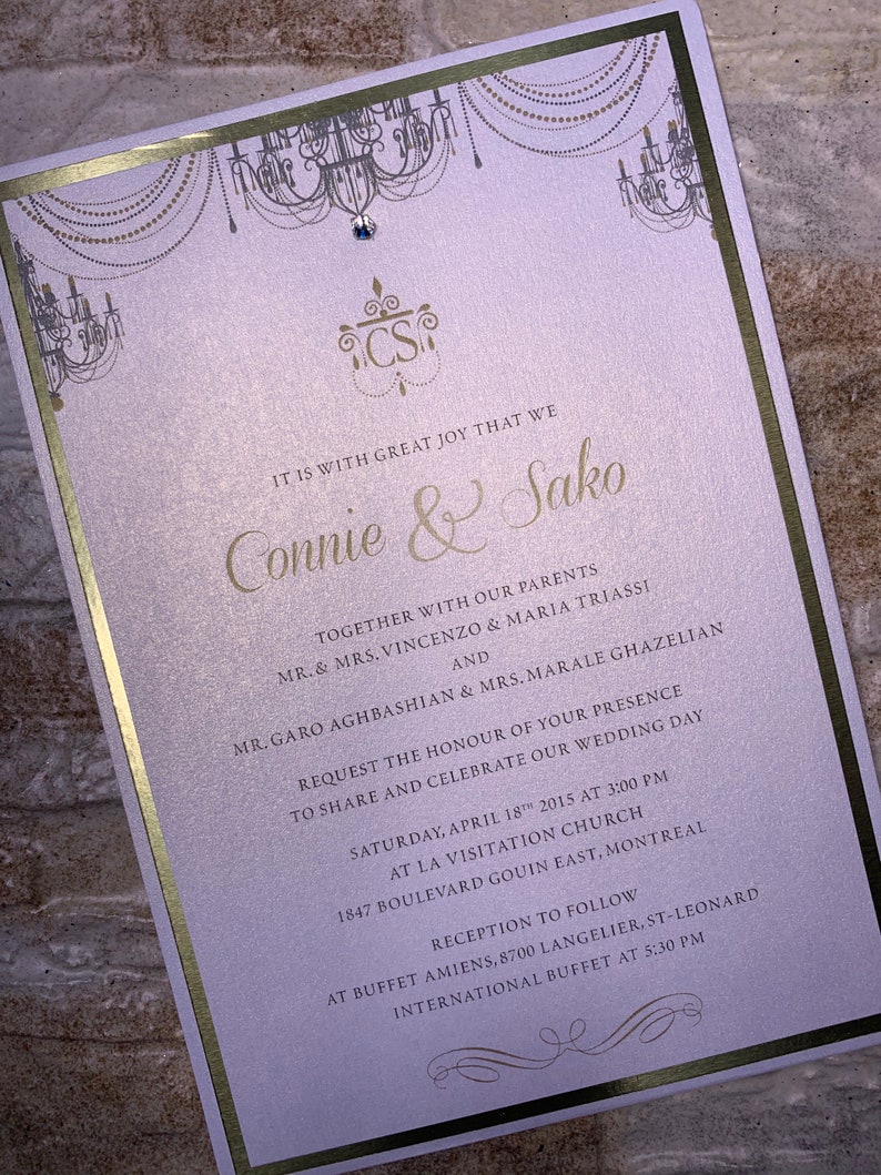 Chandelier Invitation Chandelier Wedding Invitation Gold | Etsy