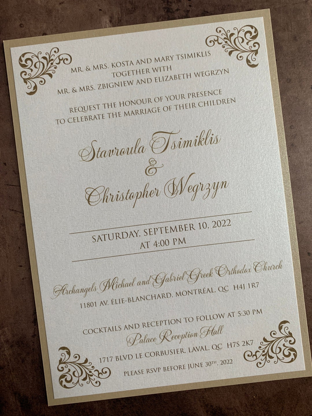 Raised Gold Ink Wedding Invitation, Gold Thermography Invitation ...