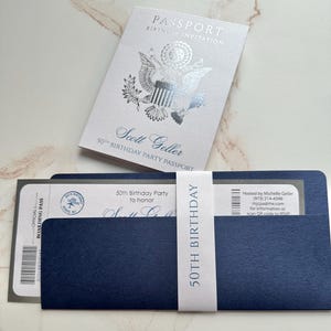 Birthday Travel Invitation, Birthday Boarding Pass Invitation, Navy and ...