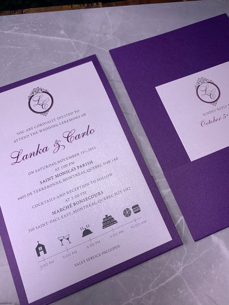 Purple Invitations Purple Wedding Invitation Purple | Etsy