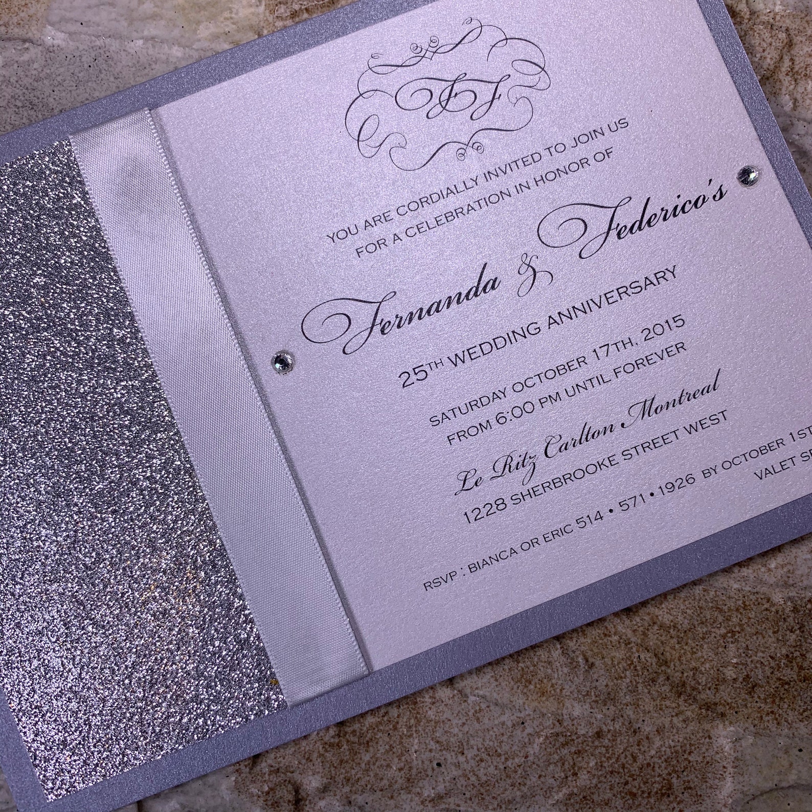 Silver glitter invitation glitter wedding invitation silver | Etsy